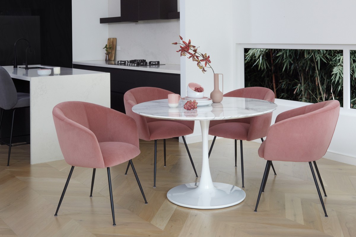 Lilly Dining Table Marble Effect White Sevella White Coloumn buy in ...