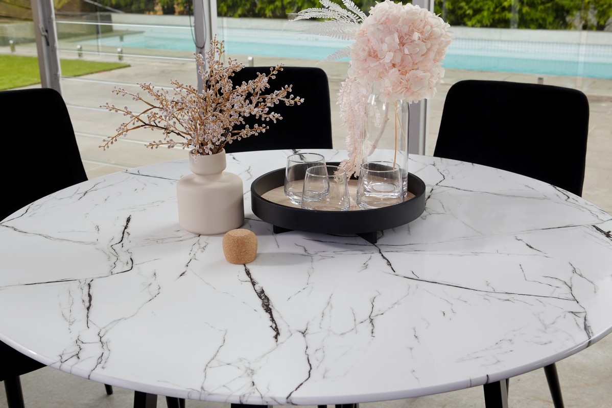 Nova Round Dining Table White Amore buy in Australia - Vetro