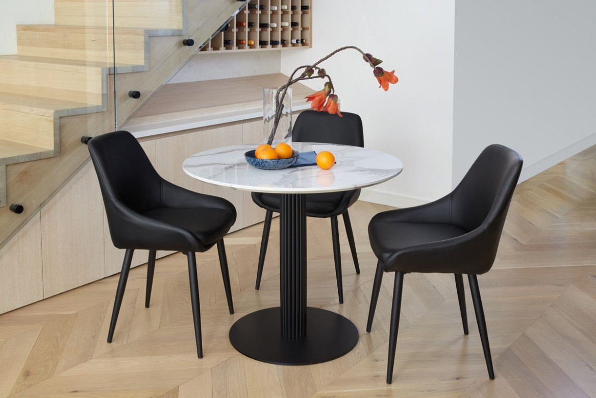 Vulcan Dining Table Marble Effect White Sevella buy in Australia - Vetro