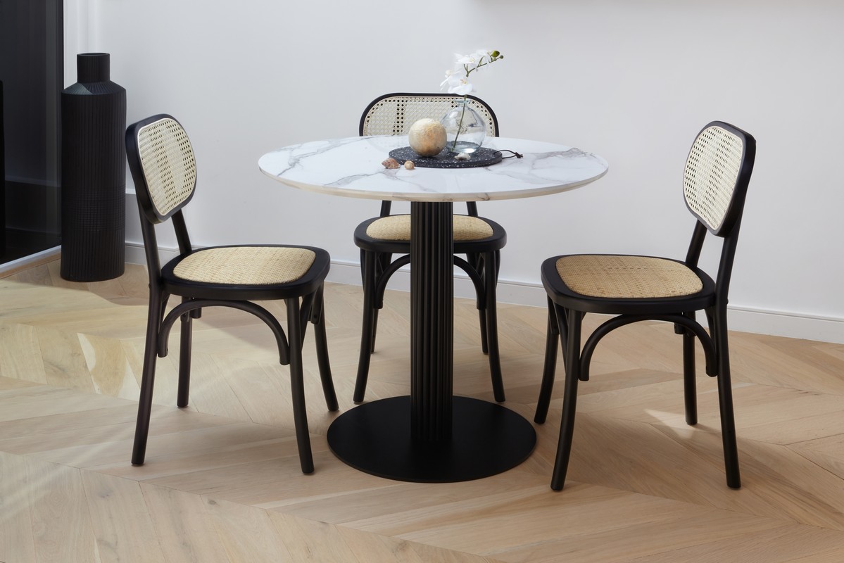 Vulcan Dining Table Marble Effect White Sevella buy in Australia - Vetro